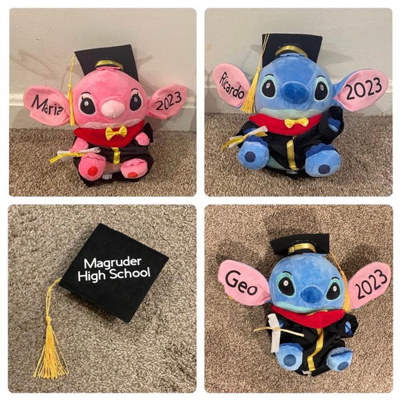 Disney | Toys | Stitch Blue And Pink Plush Graduation With Personalized ...